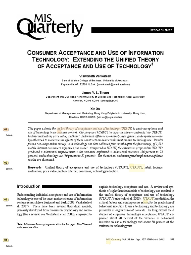 Venkatesh, Thong, Xu - 2012 - Consumer Acceptance and Use of ...