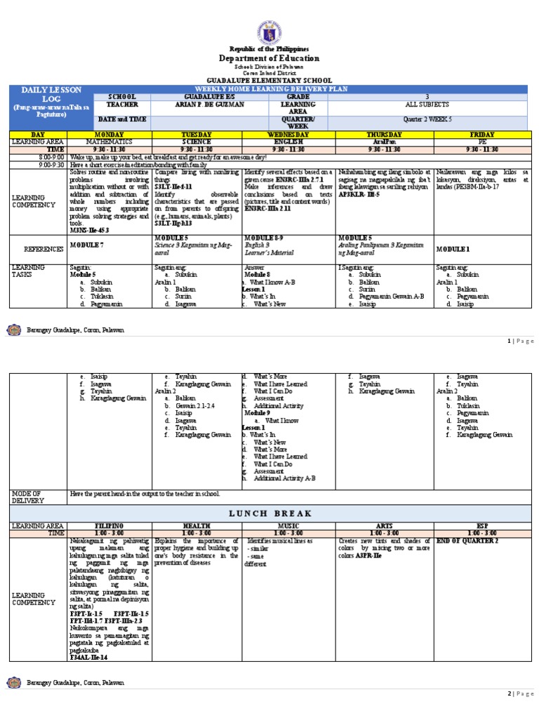 Grade 3 Weekly Lesson Plan | PDF | Learning | Cognitive Science