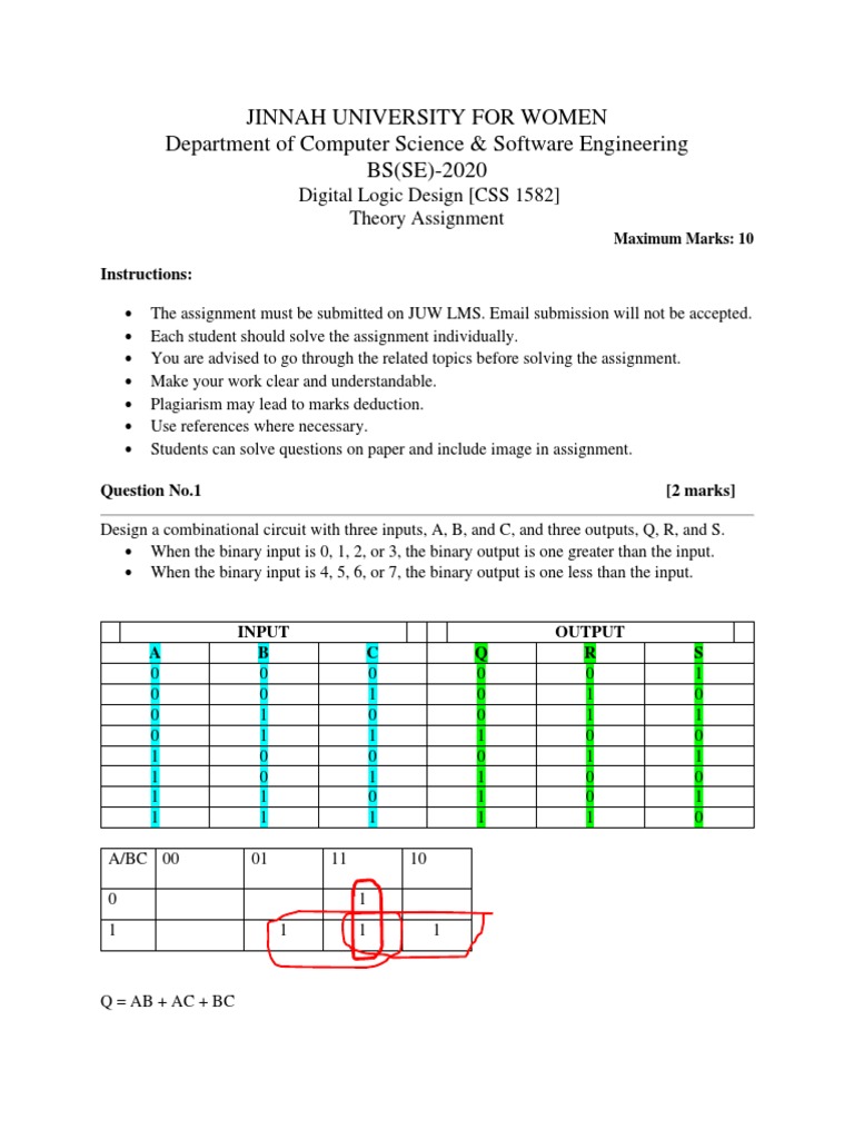 DLD Assignment 1 | PDF | Logic Gate | Applied Mathematics