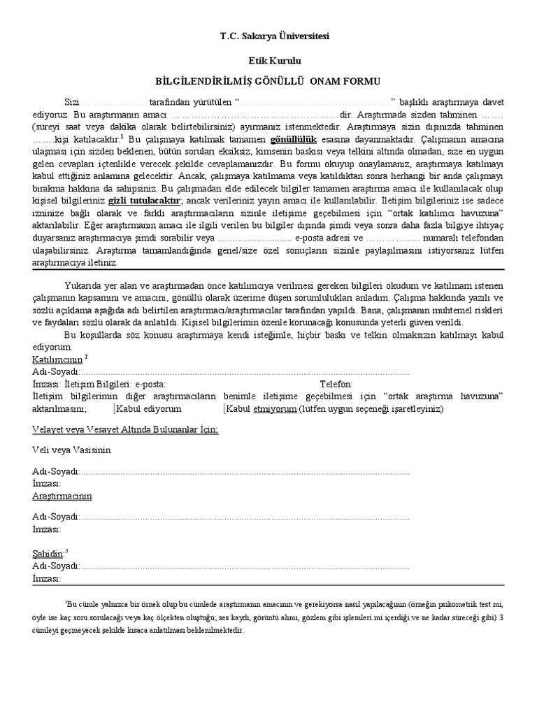 Bilgilendirilmis Onam Formu | PDF