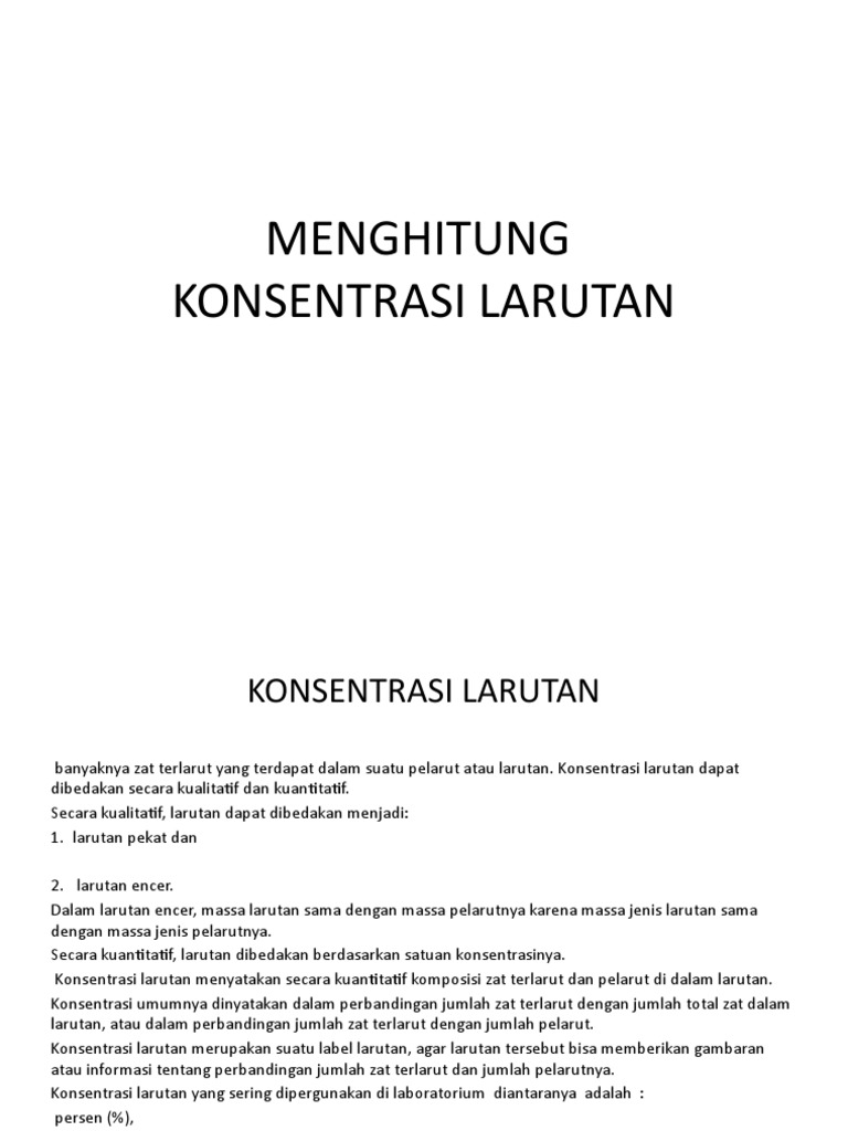 Menghitung Konsentrasi Larutan 1 1 | PDF