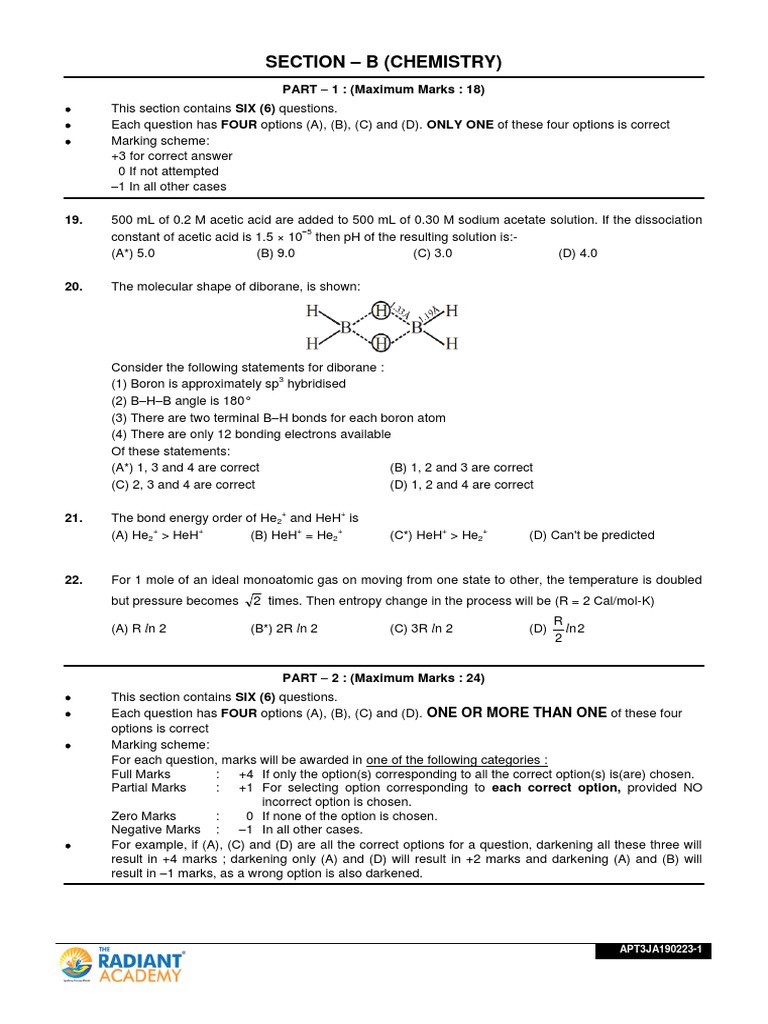 Apt-3 - 19-02-23 - Ja (Ans) | Download Free PDF | Chemical Polarity ...
