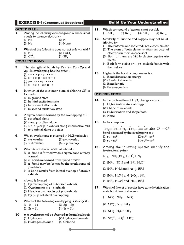 Chemical Bonding Practice Sheet | PDF