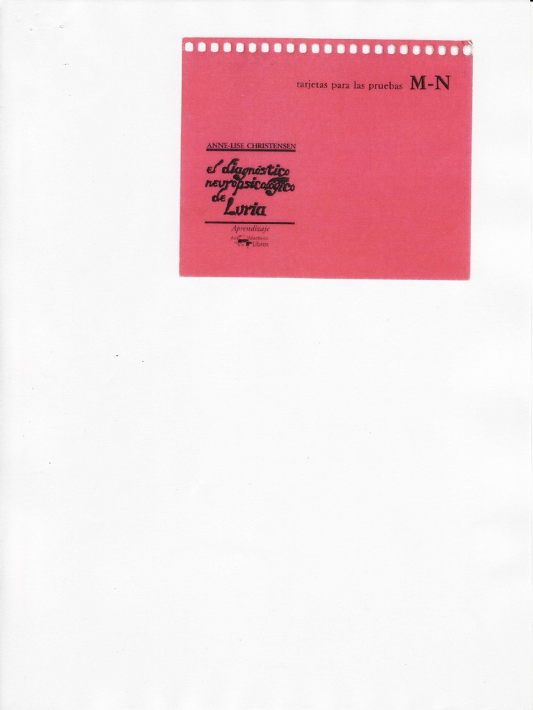 Bateria de Luria Tarjetas para Las Pruebas M N | PDF