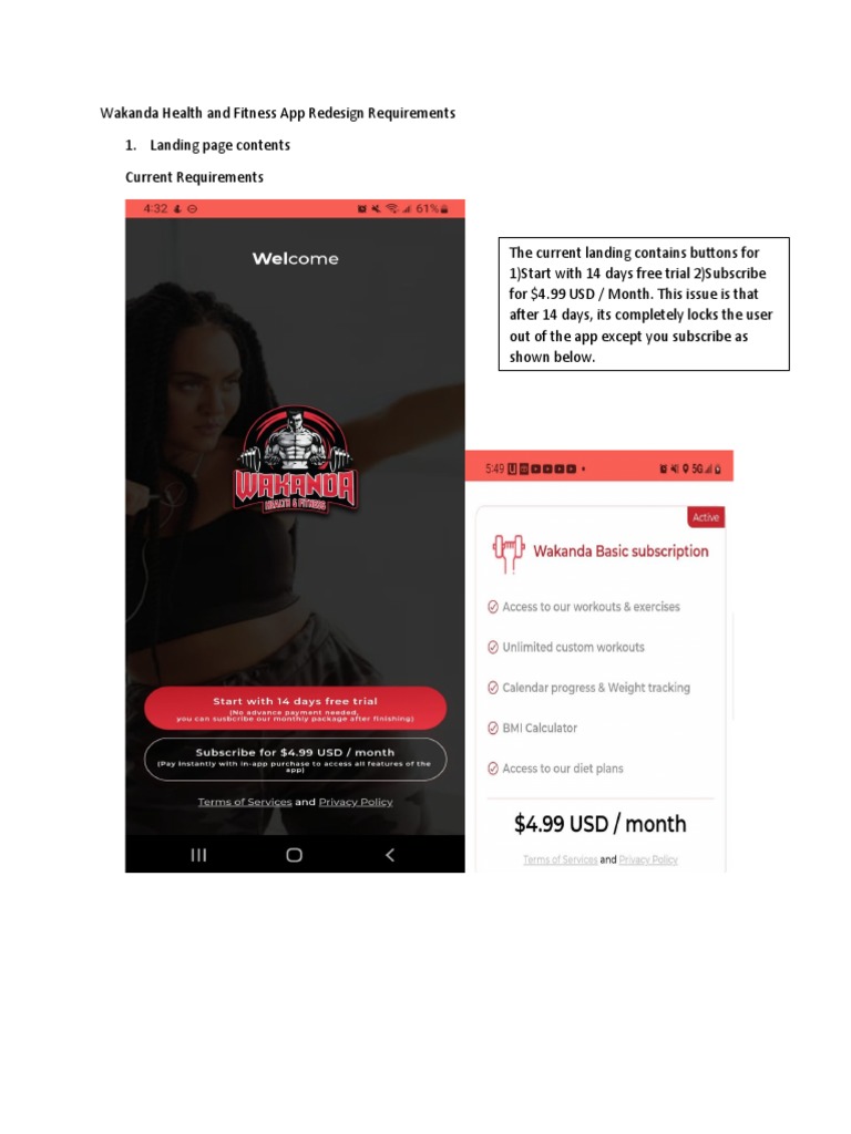 Proposed Redesign Requirements for the Wakanda Health and Fitness App to Enhance the User ...