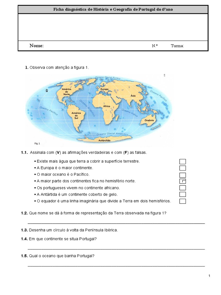 avaliacao-diagnostica-de-HGP | PDF | Continente | Portugal