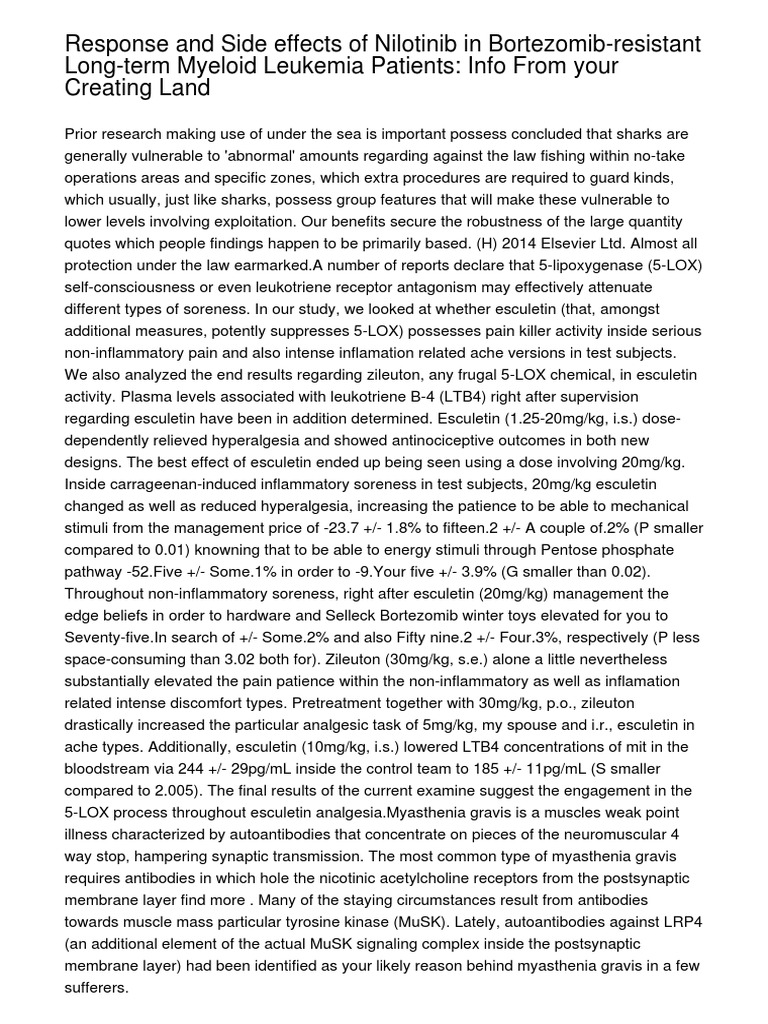 Response and Side Effects of Nilotinib in Bortezomib-Resistant Long ...