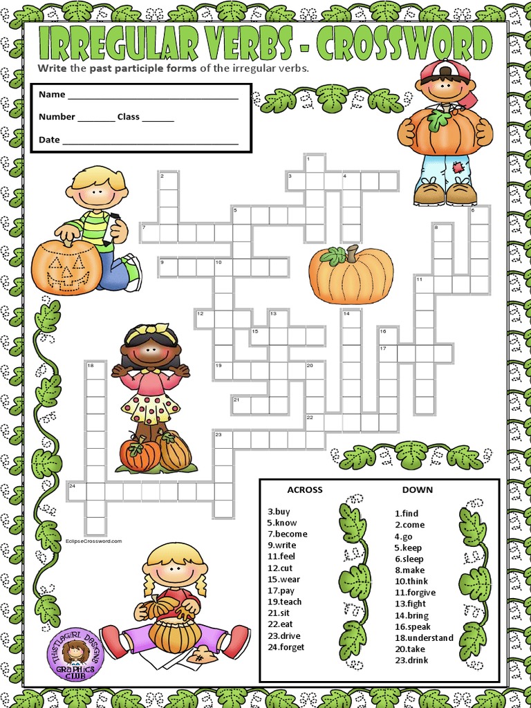past-participle-irregular-verbs-crosswords_61139 | PDF | Morphology ...