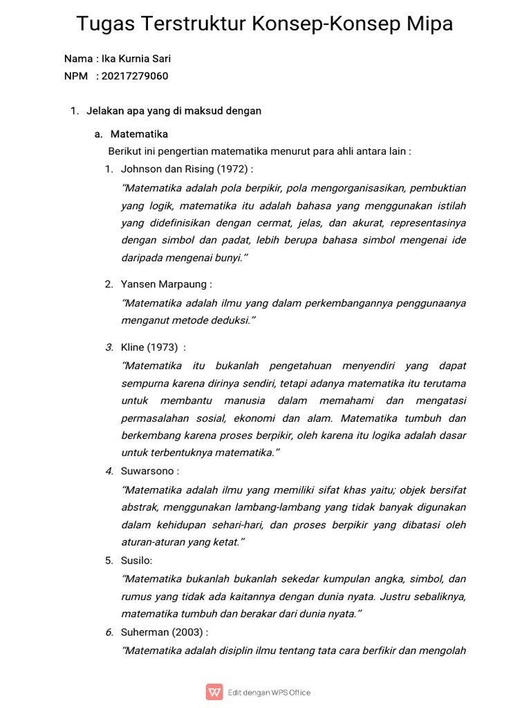 20217279060.ika Kurnia Sari - Tugas Konsep MIPA | PDF