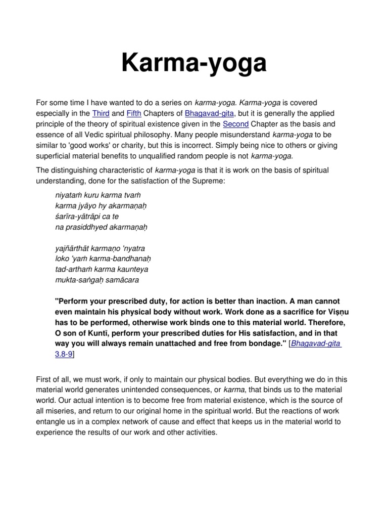 Karma Yoga | PDF | Karma | Bhagavad Gita