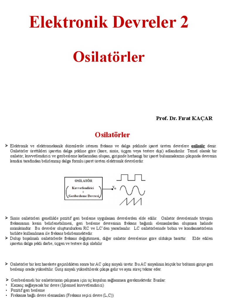 ED2 12.hafta - Osilatörler - Konu | PDF