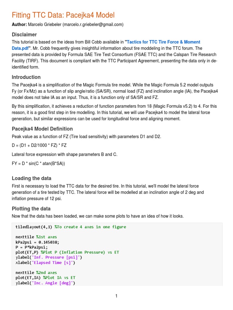 Tire Modeling for Engineers | PDF | Mathematical Optimization | Matlab