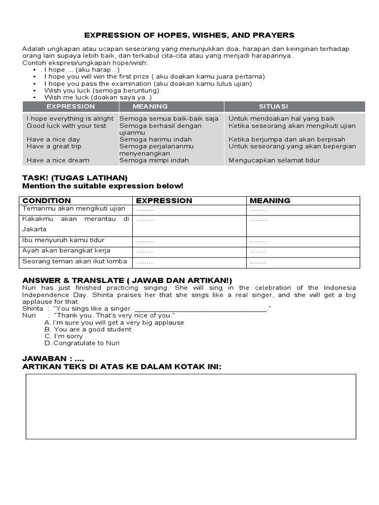 Materi Hope, Wish, Pray & Greeting Card | PDF