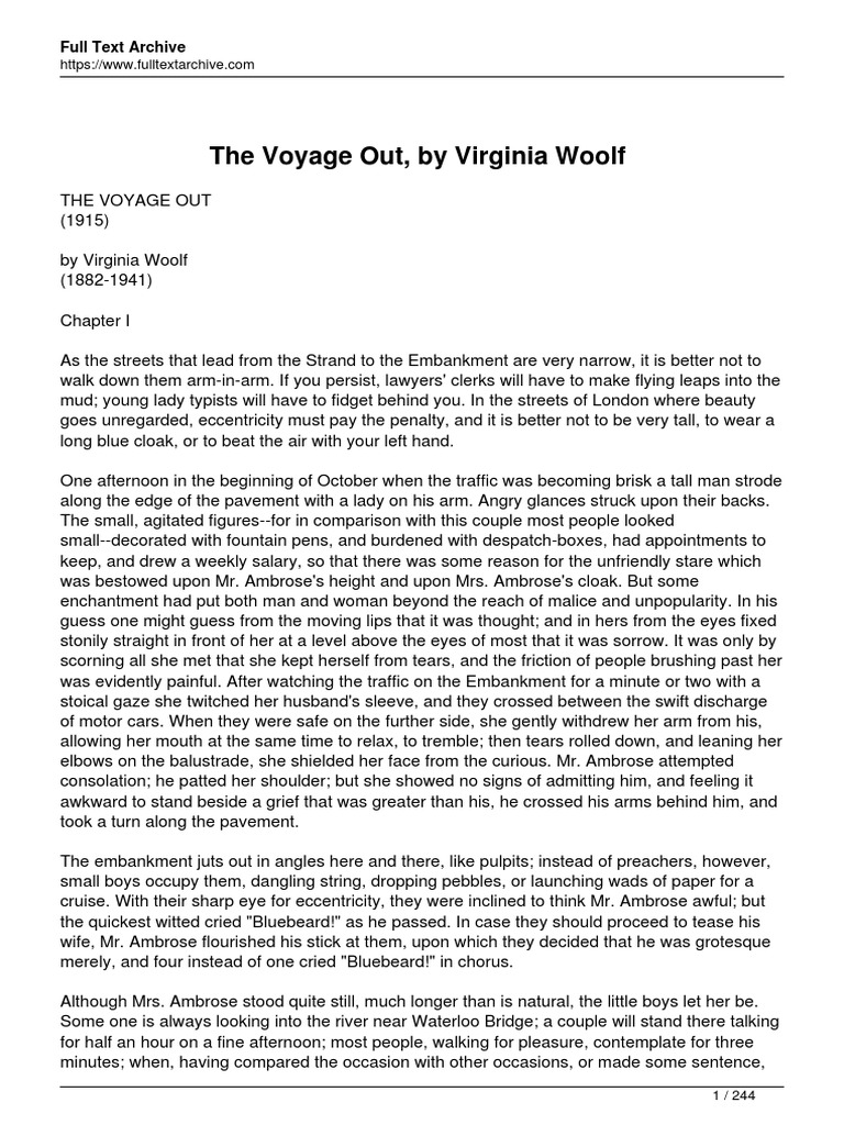 Virginia Woolf's The Voyage Out Excerpt | PDF | Rowing