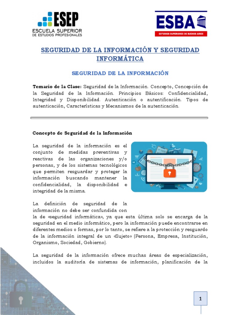 Clase 1 - Seguridad de La Información I | PDF | Seguridad de ...