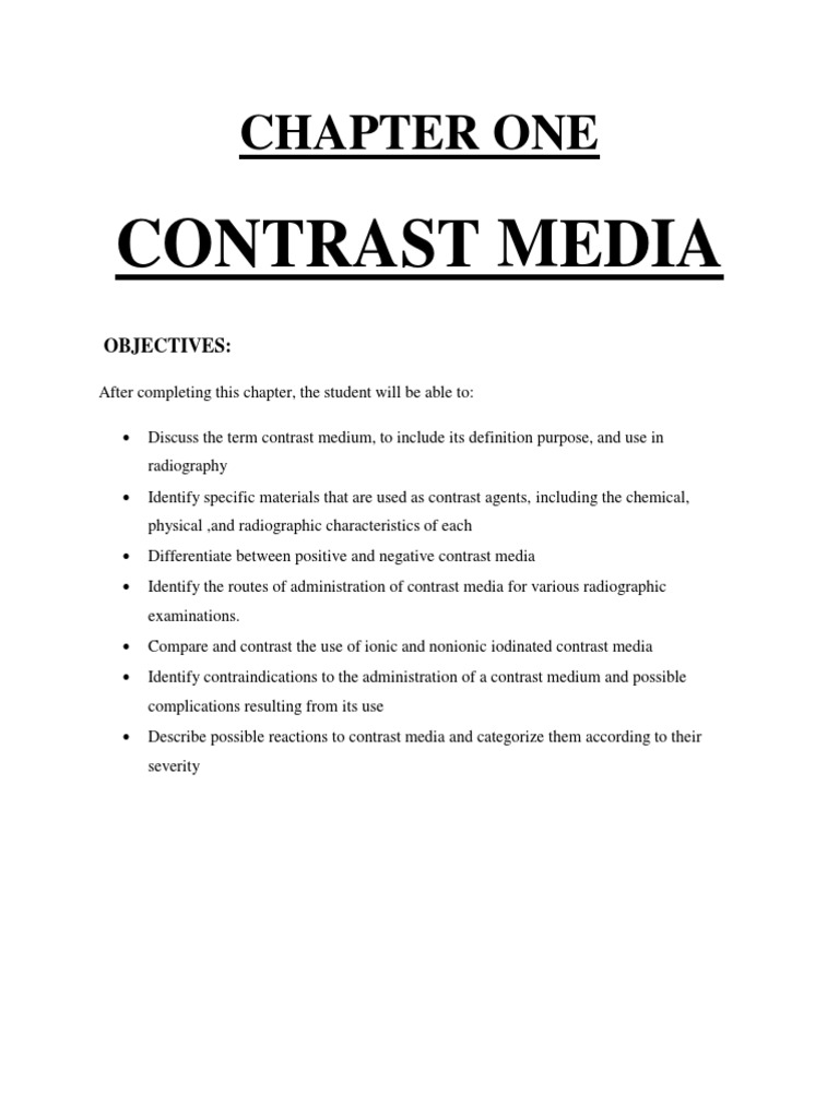 Overview of Contrast Media in Radiology | PDF | Radiography | X Ray