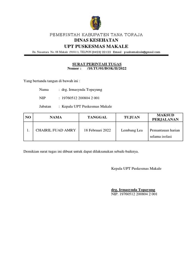 Surat Perintah Tugas | PDF
