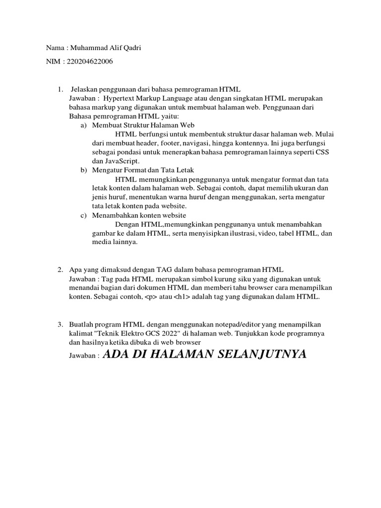 Tugas 1 DesainWeb Muhammad Alif Qadri | PDF