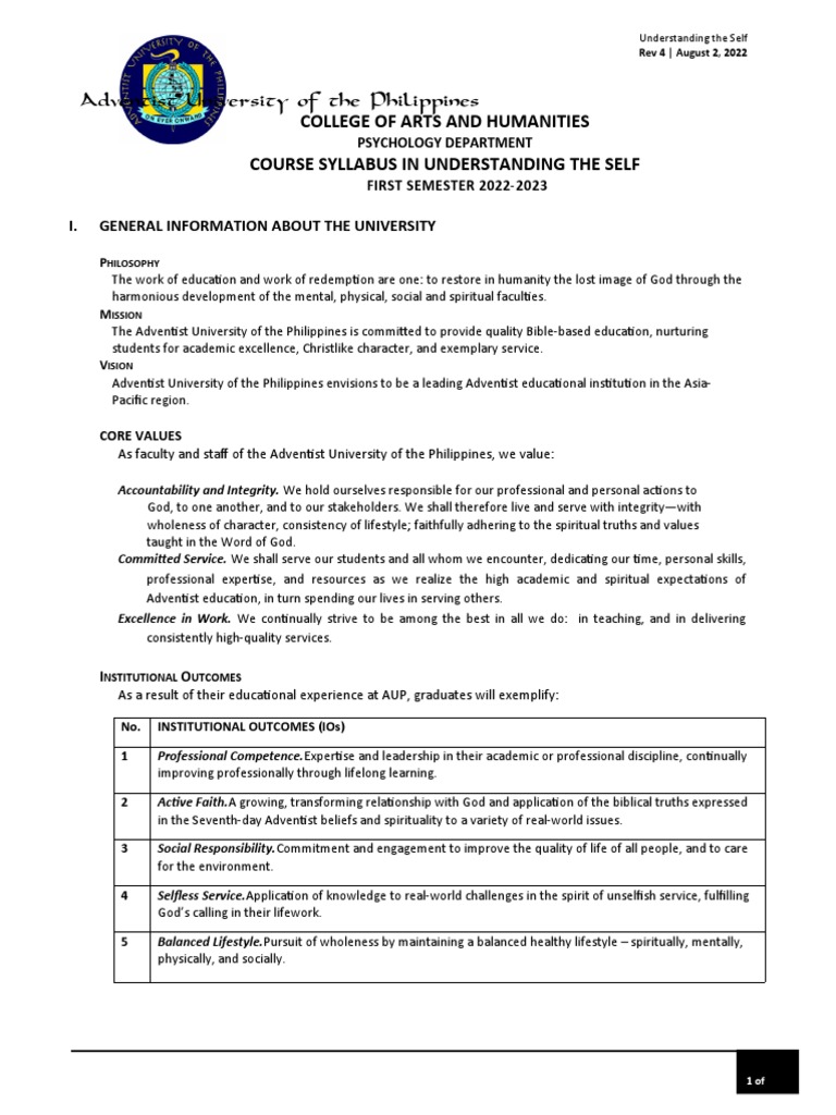 UTS SYllabus-2022-2023-1 | Download Free PDF | Self | Identity (Social ...