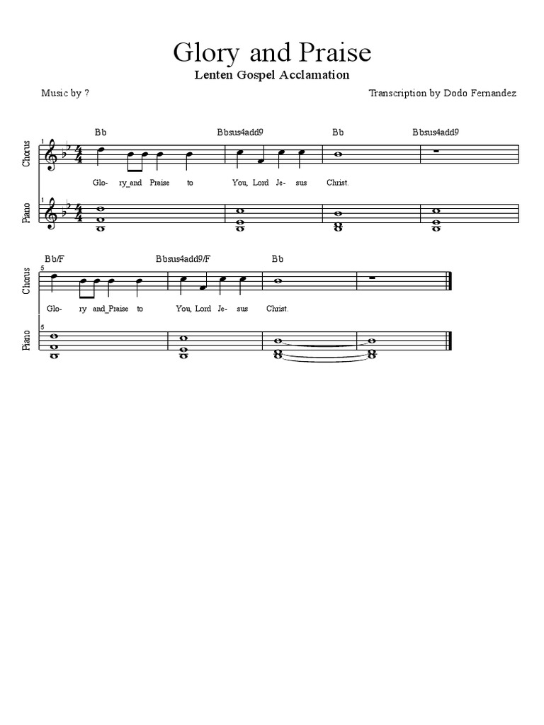 Glory and Praise To You, Lord Jesus Christ | PDF