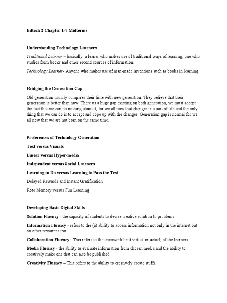 Edtech 2 Chapter 1-7 Midterms | PDF | Learning | Educational Technology