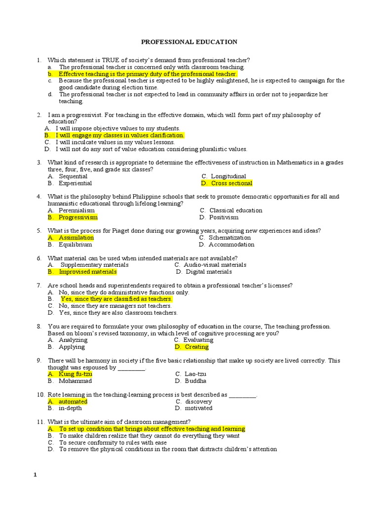 Key PROFESSIONAL EDUCATION Latest | PDF | Learning | Teachers