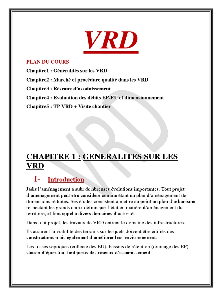 Réseaux VRD et Assainissement Urbain | PDF | Assainissement | Eaux usées