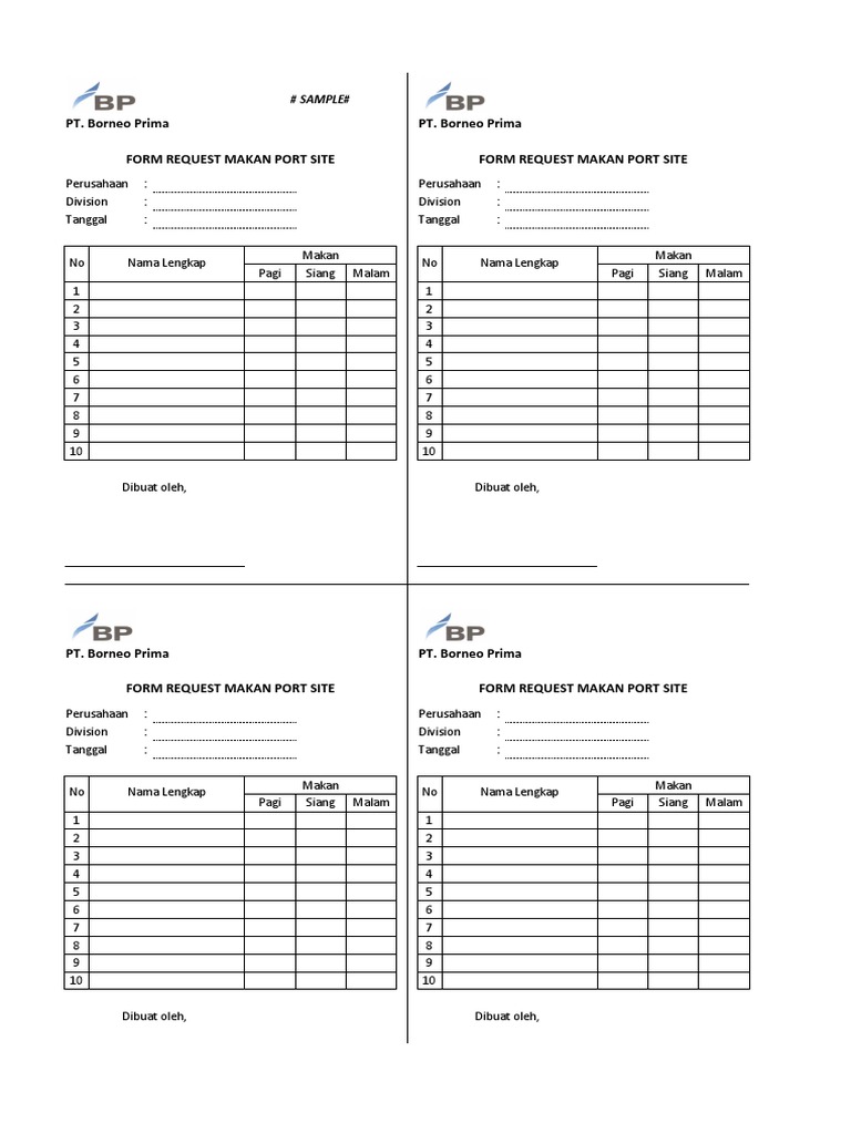 Form Request Makan | PDF
