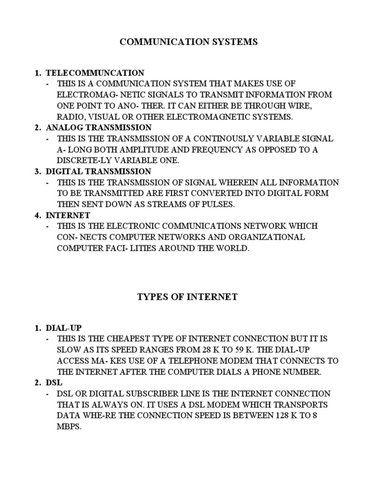Communication System | PDF | Digital Subscriber Line | Internet Access