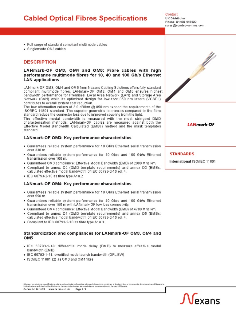 Nexans - Cabled-Optical-Fibres-Specifi | PDF | Fiber Optic ...