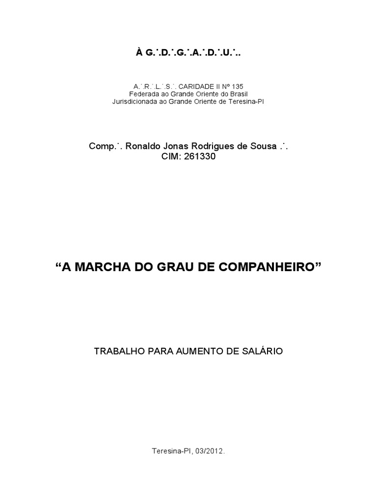 Marcha do Grau de Companheiro Maçom | PDF | Loja Maçônica | Science