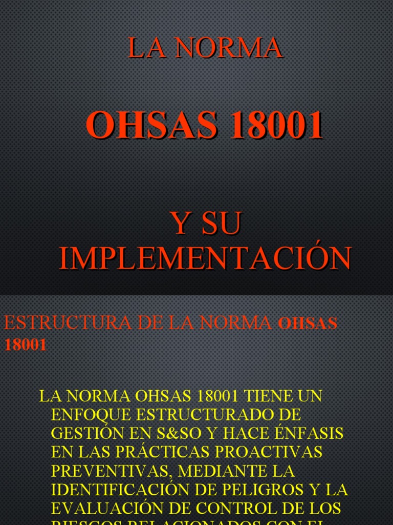 Norma OHSAS 18001 | PDF | Seguridad y salud ocupacional | La seguridad