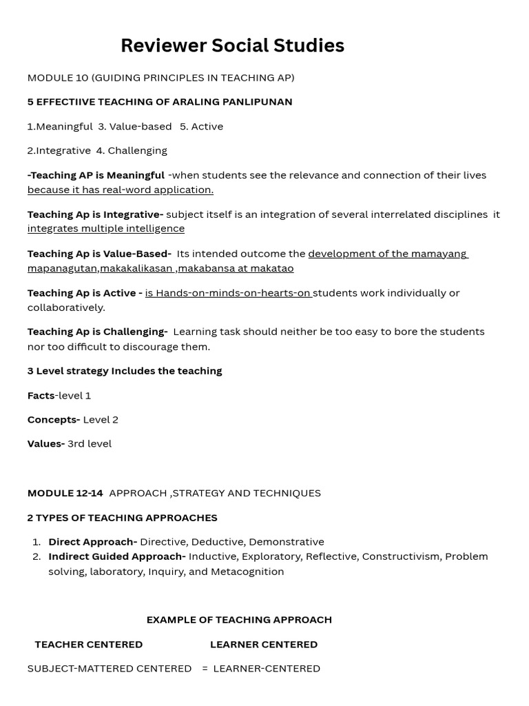 Reviewer Social Studies | PDF | Teaching Method | Constructivism ...