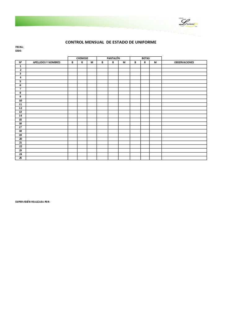 Formato de Supervision de Uniforme | PDF