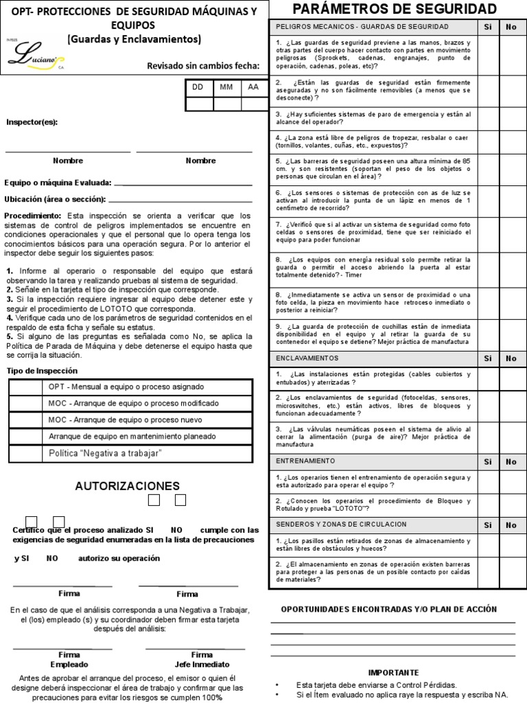 Formato Opt Maquinas | PDF