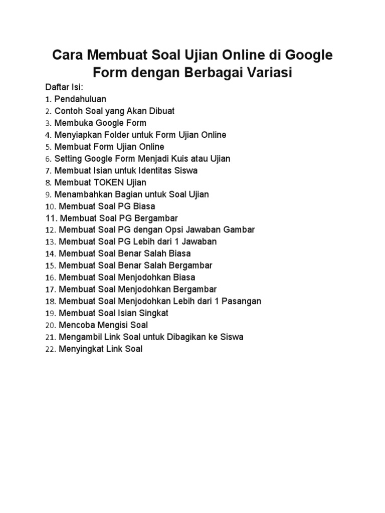 Cara Membuat Soal Ujian Online Di Google Form Dengan Berbagai Variasi ...