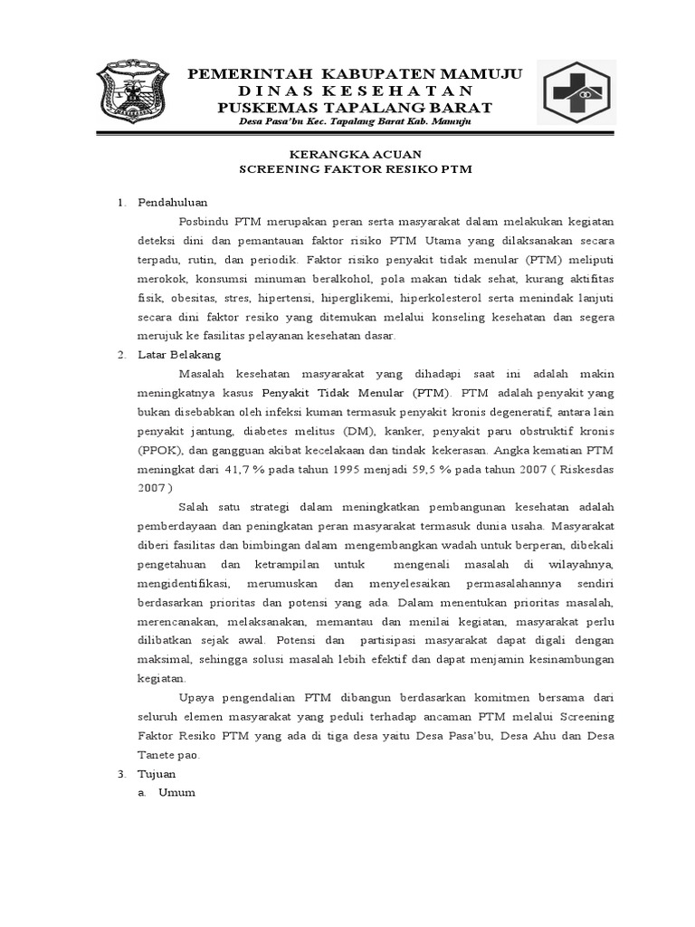 Kak Screening Faktor Resiko PTM | PDF