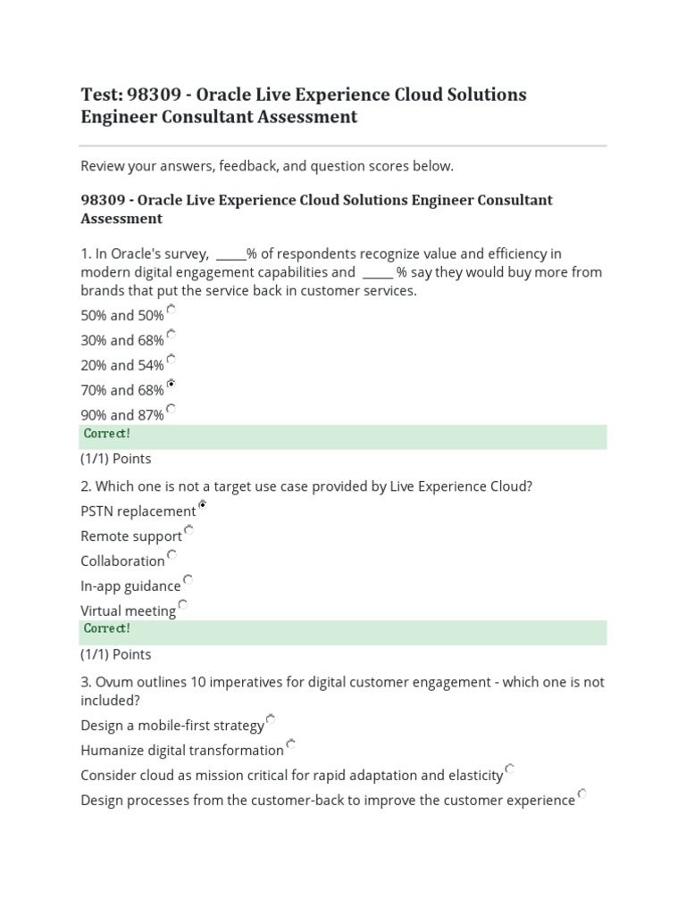 Oracle Live Experience Cloud Solutions Engineer Consultant Assessment | PDF | Cloud Computing ...