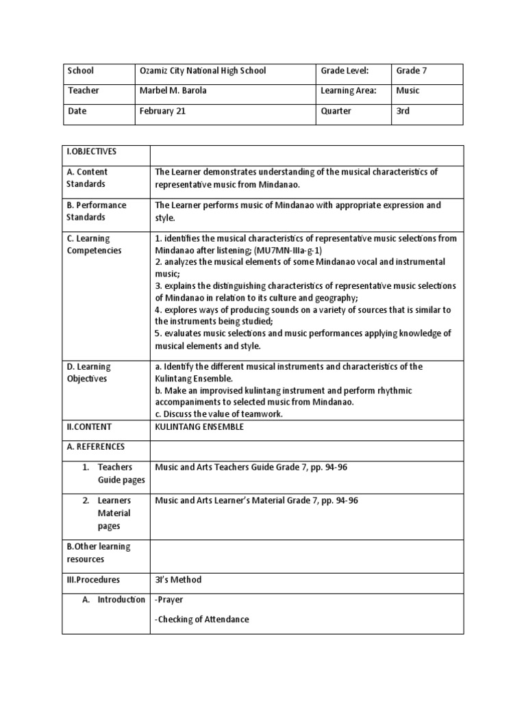 Kulintang Ensemble | PDF | Cognition | Learning