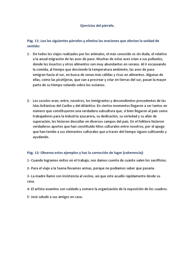 Ejercicios Del Párrafo | PDF | Cáncer | Hidroponia