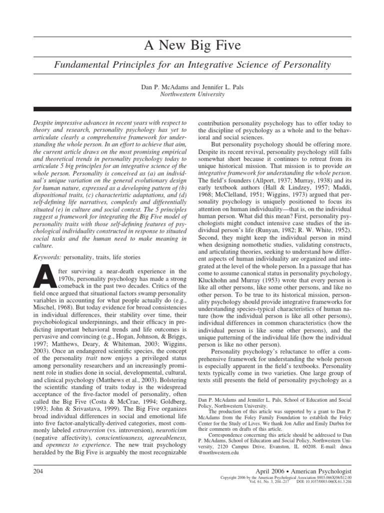 New Model of BIG FIVE | PDF | Psychology | Personality Psychology