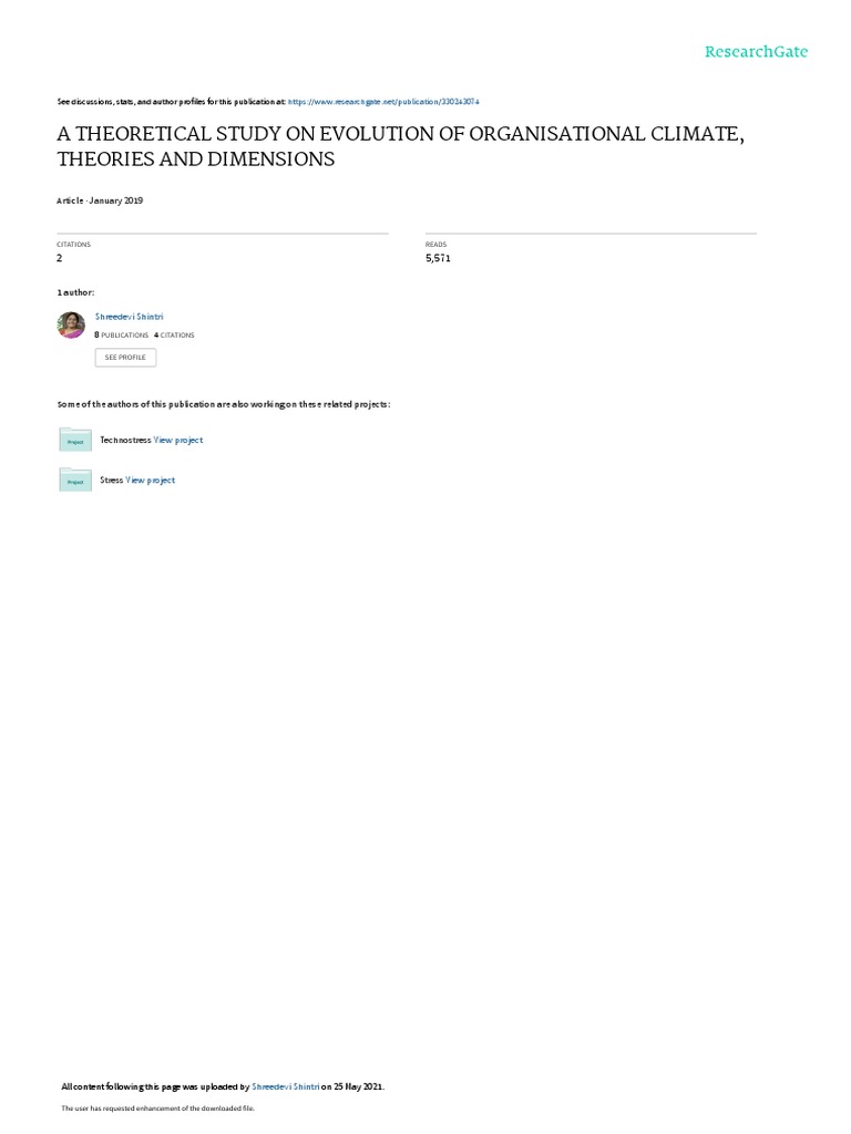 Evolution of Organizational Climate Theories | PDF | Psychology ...