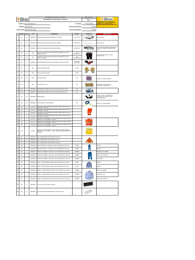 Formato de Requerimiento de Epps | PDF
