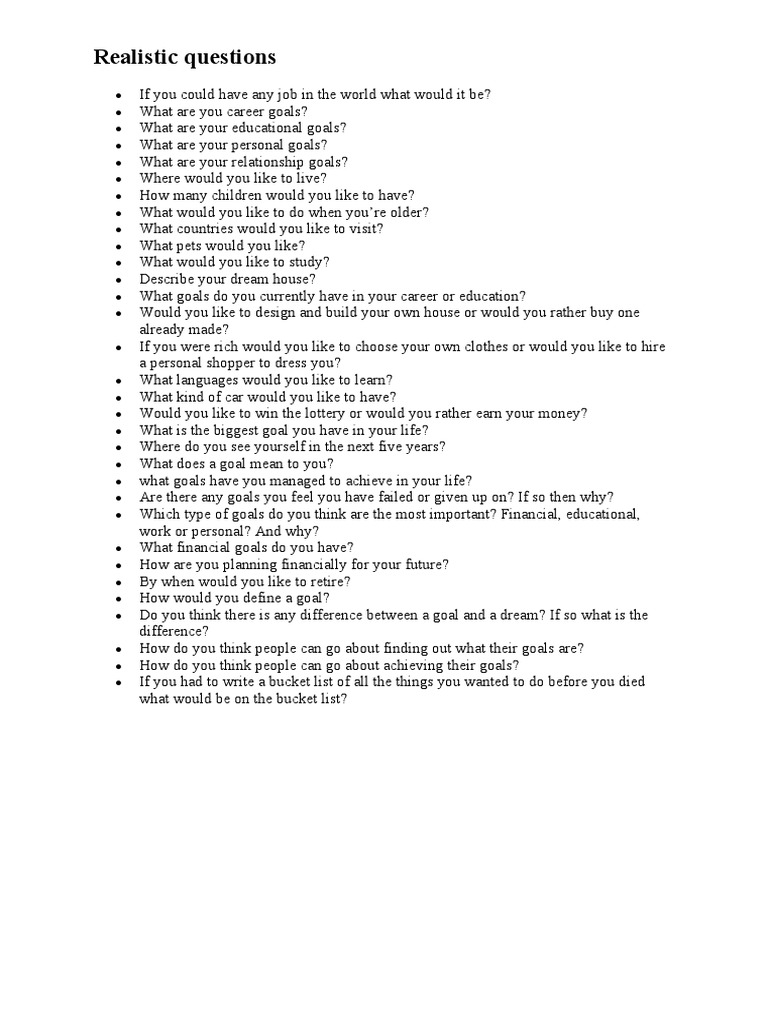 Realistic Questions | PDF