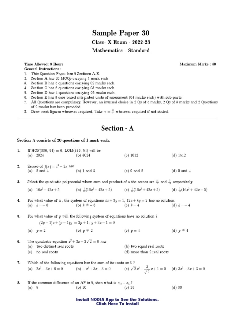 MA Sample Paper 30 Unsolved | PDF