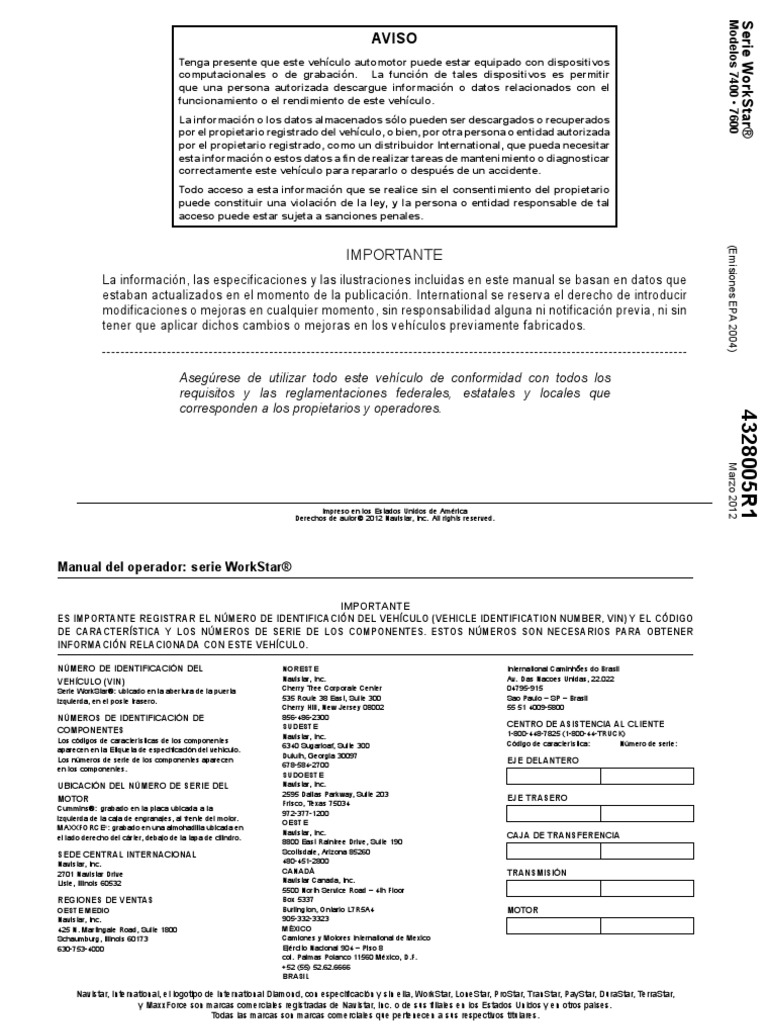 Operacion y Mant. 7600 Mec+ Allison (2012) | PDF