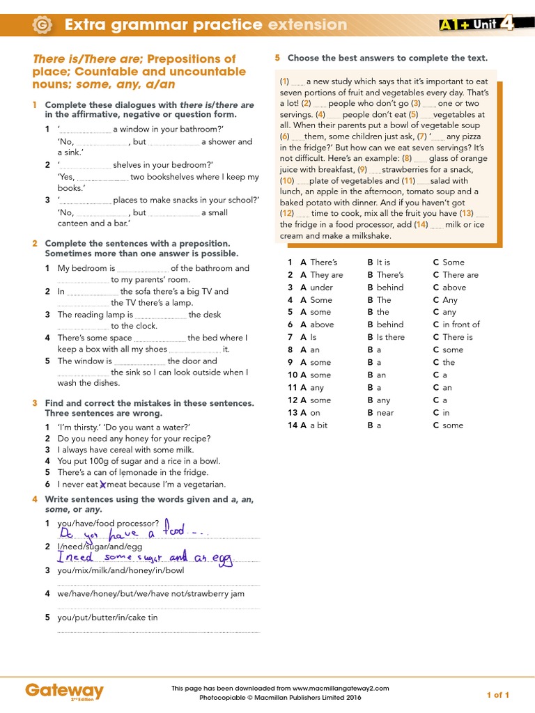 A1+ UNIT 4 Extra Grammar Practice Extension | PDF