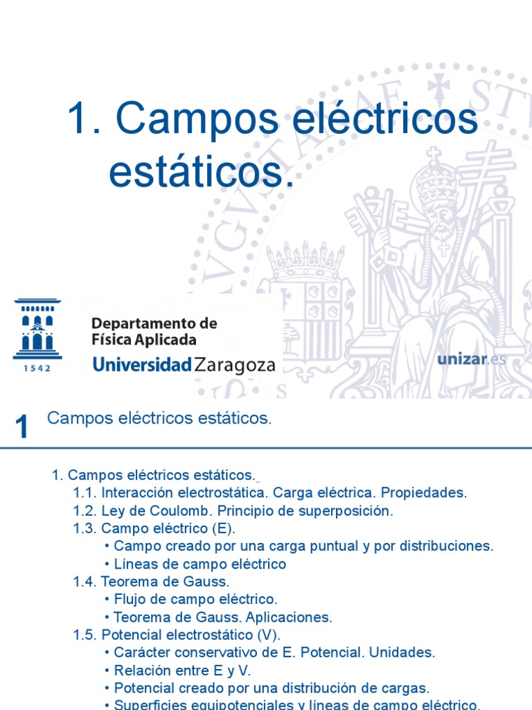 Capítulo 1. Campos Eléctricos Estáticos | PDF | Carga eléctrica ...