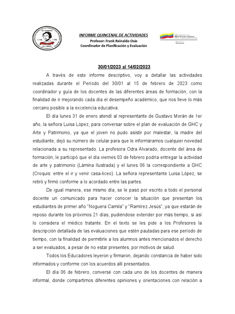 2do Informe Descriptivo | PDF | Maestros