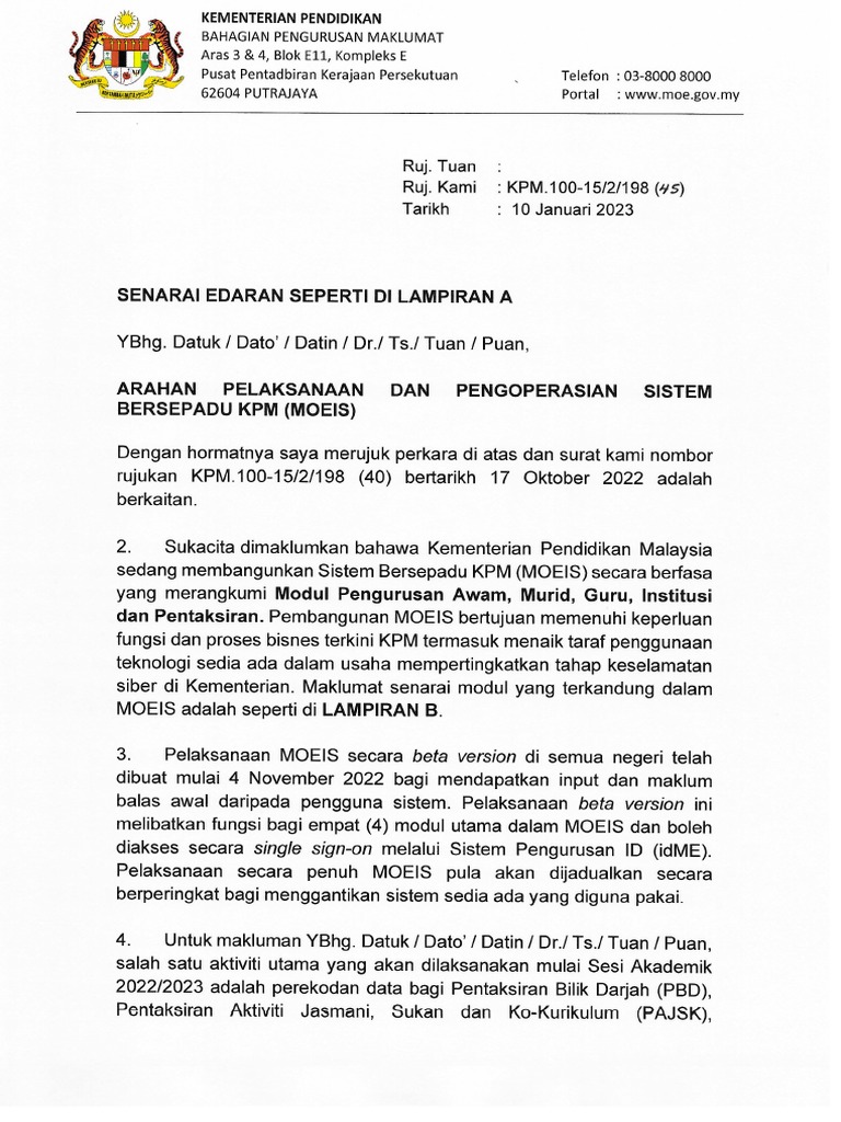 Surat Kpm-Arahan Pelaksanaan Dan Pengoperasian Sistem Bersepadu KPM ... Surat Kpm-Arahan Pelaksanaan Dan Pengoperasian Sistem Bersepadu KPM ...